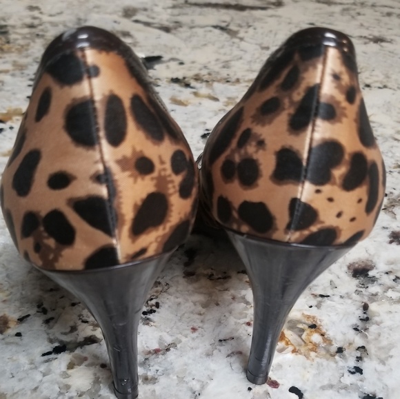 Connie | Shoes | Connie Leopard Print Peep Toe Heels 85m | Poshmark